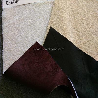 Cina Tessuto di suede sherpa sintetico in poliestere 100% giallo chiaro per clienti finali in vendita