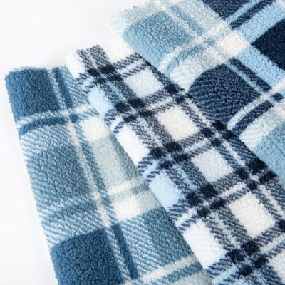 China 100% Polyester Check Design Sherpa Fleece Fabric Soft Fine Sherpa Fabric for Garments for sale