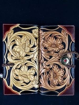 China Engrave genuine leather long wallet for sale