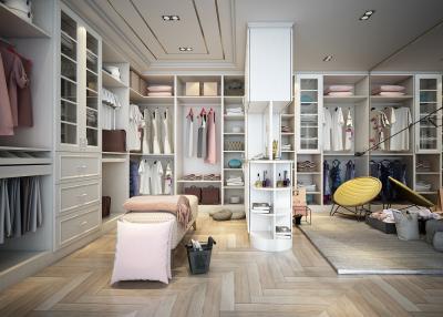 China Wooden Grain Walk In Closet Systems Corrosion Moisture Resistant 9mm MDF Back Panel for sale