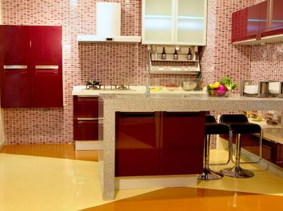 China 18mm MDF Lacquered Wood Kitchen Cabinets / Kitchen Wardrobe Cabinet With Drawers for sale