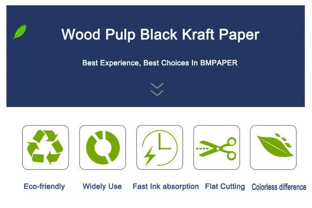 FSC Certified 100% Virgin Pulp Solid black 350gsm Black Kraft Paper For Packing Box