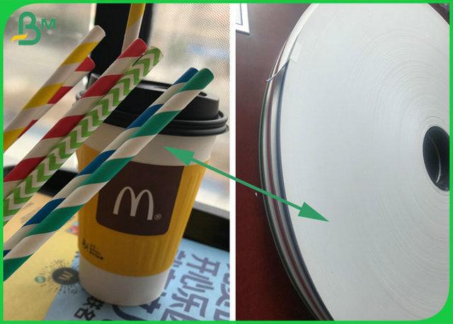 60gsm 120gsm Colorful Food Grade Paper Roll / Compostable Straw Paper With Biodegradable