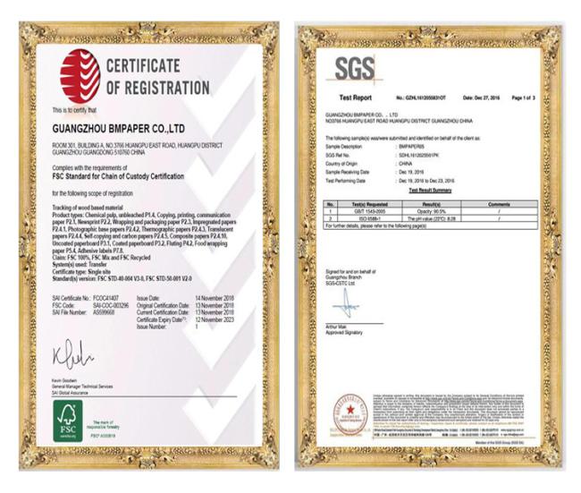 225gsm 250gsm Good printing performance FDA brown kraft paper for paper tray
