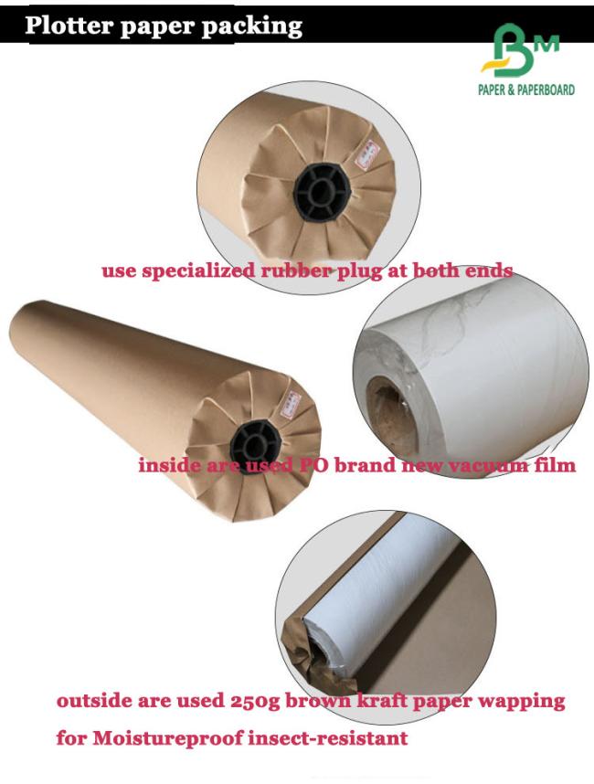 White Bond Paper Roll For All Plain Paper Plotters 45gsm - 85gsm