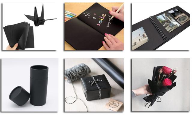 Size Custom 150gsm Solid Black Kraft Paper For Packaging And Wrapping