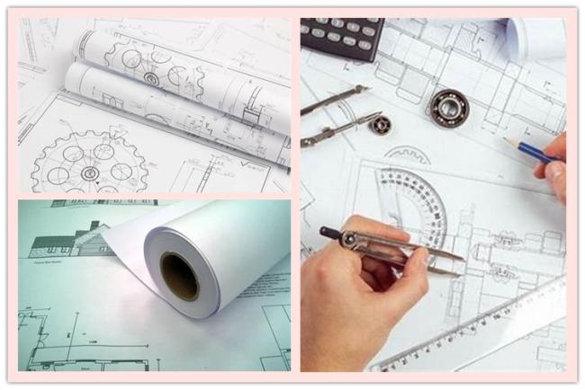 Uncoated White Wide Format Paper Inkjet Plotter Paper Roll 80gsm