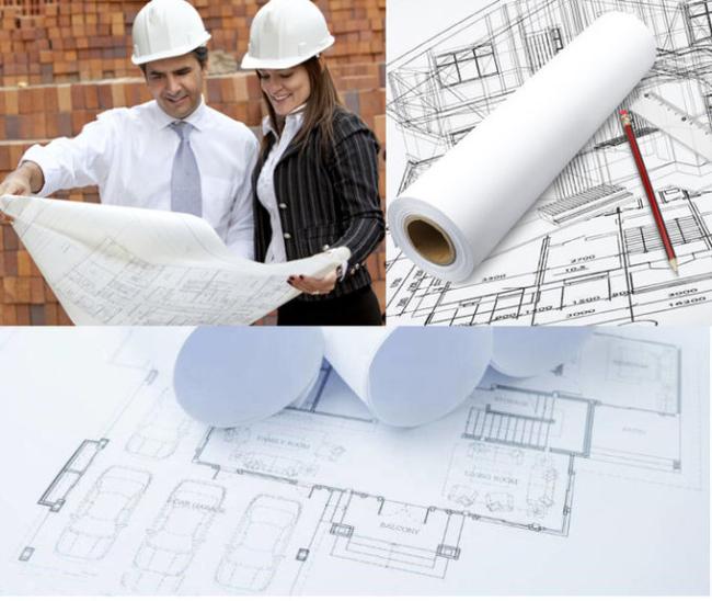 80g 60inch Printable White CAD Plotter Architectural Drawing Paper Roll