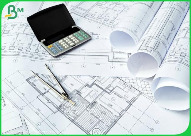 2'' Core 20lb White Bond Paper For CAD Printing 24'' Wide Format Inkjet Printers