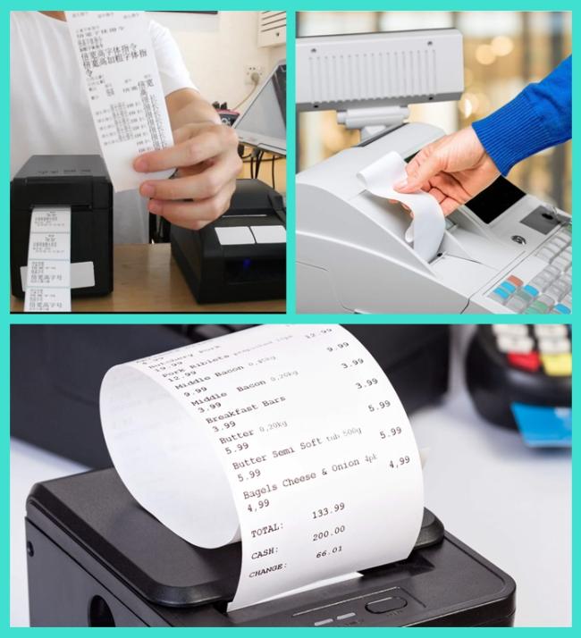 65gsm 70gsm Heat Sensitive Cash Register Paper For POS Machines 57 * 30mm