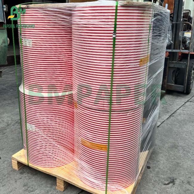 60g Straw Paper Red Stripes All Black Color Top Paper Rolls 600mm 620mm