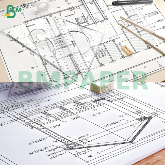 90 GSM 2-3 inch Core White Engineering Plotter Paper Rolls