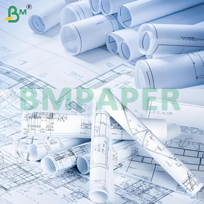 80gsm Large Format High Stiffness Blueprint Plotter Paper Rolls