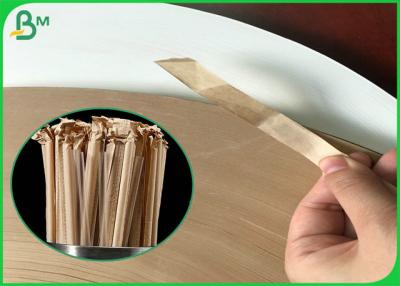 China Harmless 28G 60G 120G FDA Brown Straw Paper In Roll 15mm 26mm 31mm Width for sale