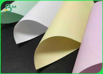 China Wood Pulp Yellow Blue 48gsm 52gsm Blank Carbonless Paper Rolls For Receipt Printing for sale