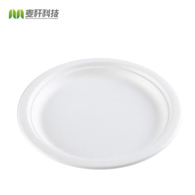 China 9-inch round eco-friendly microwaveable biodegradable disposable bagasse tray for sale
