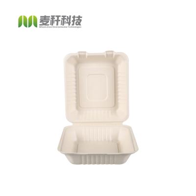 China biodegradable disposable sugarcane bagasse takeaway food container packaging clamshell lunch box for sale