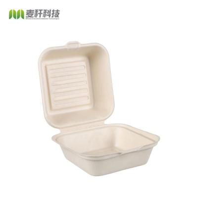 China Wholesales degradable fast food take-away Square shape burger bagasse packing box- Large size for sale