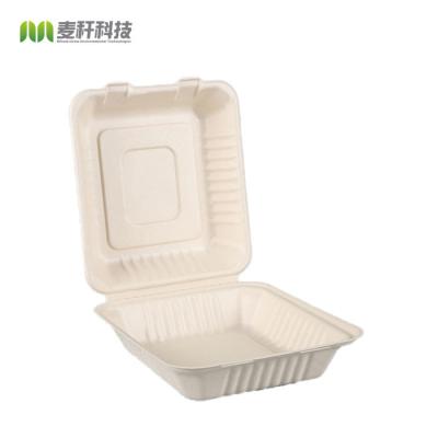 China Take Out Food Sugarcane Packaging Shipping Box Biodegradable Clamshell 3 Compartments Disposable Food,food & Beverage Packaging for sale