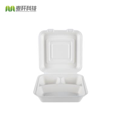 China sugarcane paper eco-friendly takeaway fast food packaging box suitable for restaurant, hotel food storage for sale
