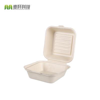China Ok Compostable Renewable Oil and Water Proof Sugarcane Pulp Fast Food Delivery Clamshell Box Cake,pizza Packaging Paperboard for sale