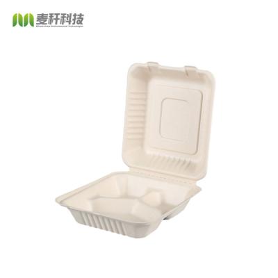 China 3 parts sugarcane bagasse pulp biodegradable compostable food paper boxes for sale