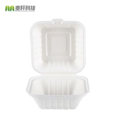 China Sugarcane Square Burger Clam Meal Box for sale