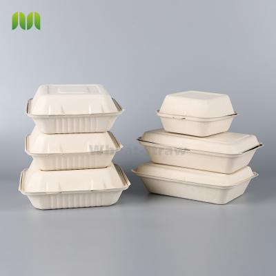 China Sugarcane Pulp Dinnerware Sets 100% Biodegradable Disposable Food Packaging Storage Container sugarcane bagasse clamshell for sale
