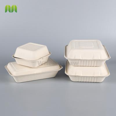 China compostable sugarcane clamshell sushi to go box bagasse disposable biodegradable takeaway food container packaging for sale
