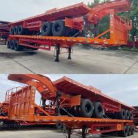 China 3 Axles Flatbed Semi Trailer Double Linked for Transporting 200 Tons 40ft Containers for sale