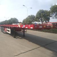 China Leaf Spring Suspension 3 Axles 40FT Flatbed Container Semi Trailer for Easy Unloading for sale