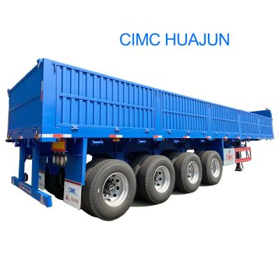 Cina Semi-remorco a quattro assi a piatta tela con parete laterale di 1000 mm carico massimo di pneumatici da 60 T 12.00R20 in vendita