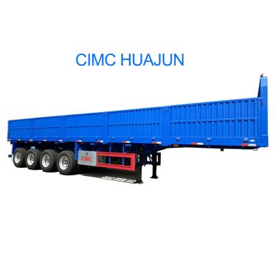 Cina Semi-remorco a quattro assi a piatta tela con parete laterale di 1000 mm carico massimo di pneumatici da 60 T 12.00R20 in vendita