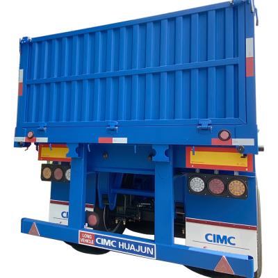 Cina Semi-remorco a quattro assi a piatta tela con parete laterale di 1000 mm carico massimo di pneumatici da 60 T 12.00R20 in vendita