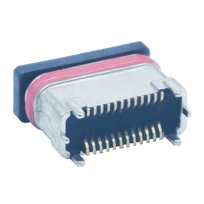 China Waterproof SMD Vertical Zinc Powder Metallurgy 24Pins Female Type-c Connector USB Charging Port Plug for sale