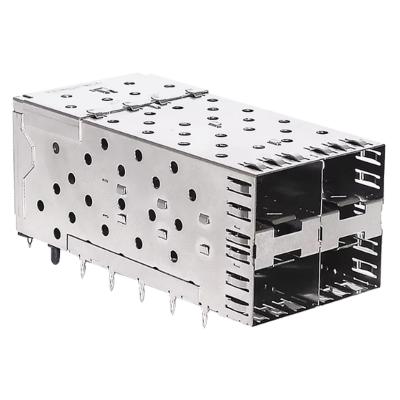 China SFP Cage 2X2 with Light PIPE SFP Connector Dust Cover Fiber Optic Module Shielding for sale