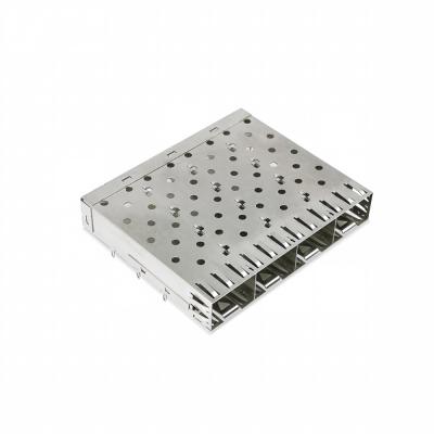 China SFP Series Connector Straight Solderless 4 Ports SFP+ Cage, Press-Fit Termination 1x 4 SFP Cage Without Light for sale