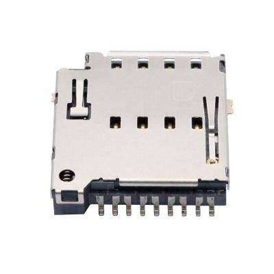 China Anti-Crush Stainless Steel Shell 5000 Insertions 8 Pin Micro SIM Socket Connector for sale