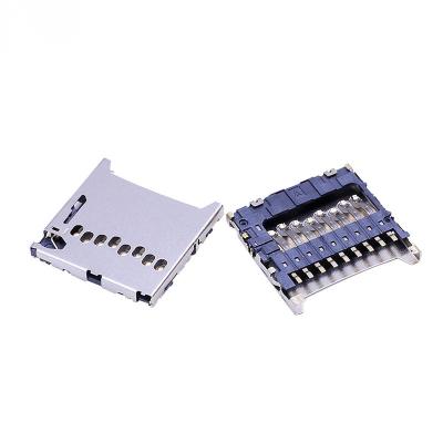 China TF Card 8P with CD Pin H1.3 Stainless Steel Micro SD Card Holder USB Electronic Connector for PCB Applications for sale