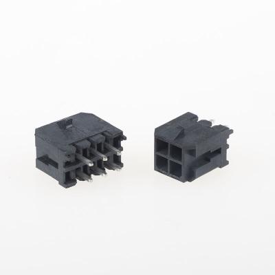 China MX3.0 Metal Double Row Buckle Straight Pin Header 3.0mm Pitch, 180° Dual Row PCB Power Connector (Compatible with 43045 / 5557 Series) for sale