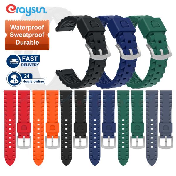 Quality Eraysun Breathable High Quality Fashion Soft 20mm, 22mm, 24mm Tread Pattern Silicone Unisex Buckle Rubber Watch Bands for sale