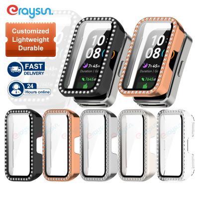 China Eraysun Diamond PC Protective Case for Huawei Band 10/9/8 NFC Anti-Scratch Screen Protector Tempered Glass Full Coverage Cover for sale