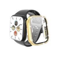 Quality The Newest Single Row Diamonds Watch Cases for Apple Iwatch 7 PC Tempered Glass for sale