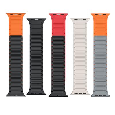 China Silicone Magnetic Smart Watch Band for Apple Watch Series 11/10/9/8 Wristband 42/44/45/49mm Replacement for Apple Watch Strap for sale