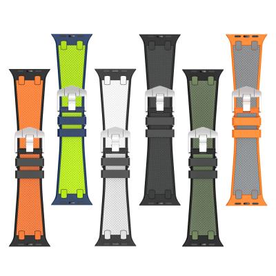 China Luxury for Apple Watch Band Series 11 10 9 8 44mm 45mm 49mm Ultra 2 3 Custom Designer Double Color Silicone Sport Wrist Bands for sale