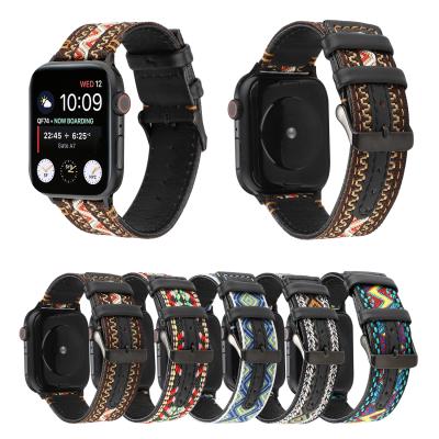 China Folk-Custom Replacement Genuine Leather Strap Wrist Band for Apple Watch Series 5 4 3 2 1 for sale