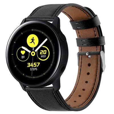 China Eraysun 20mm Universal Leather Strap Round Tail Watch Band for Samsung Galaxy Active for sale