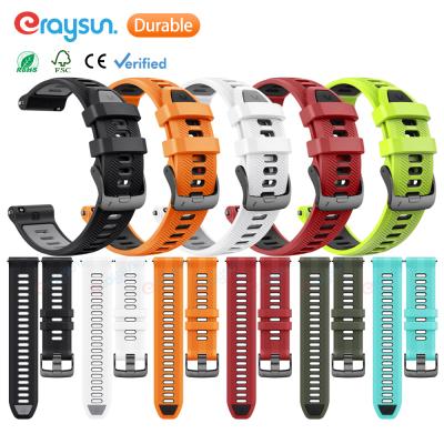 China Eraysun Quick Release Two Colors Silicone Sport Strap Soft Rubber Waterproof Fashion Smart Watch Band for Garmin Forerunner 965 for sale