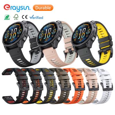 China Eraysun Double Color Silicone F6-26 HGK Quick Fit Watch Strap  for Garmin Fenix 8 22mm 26mm Smart Watch Strap for sale