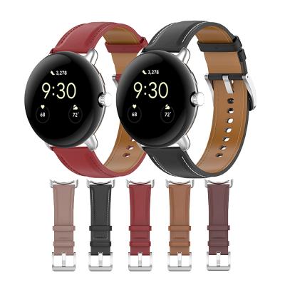 China Business Style Premium Leather Strap Bands for Google Pixel Watch Metal Connectors Adapter Watch Bands for Man Women for sale